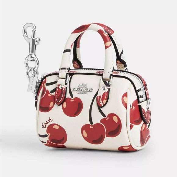 Coach | Accessories | Coach Mini Rowan Bag Charm With Cherry Print ...